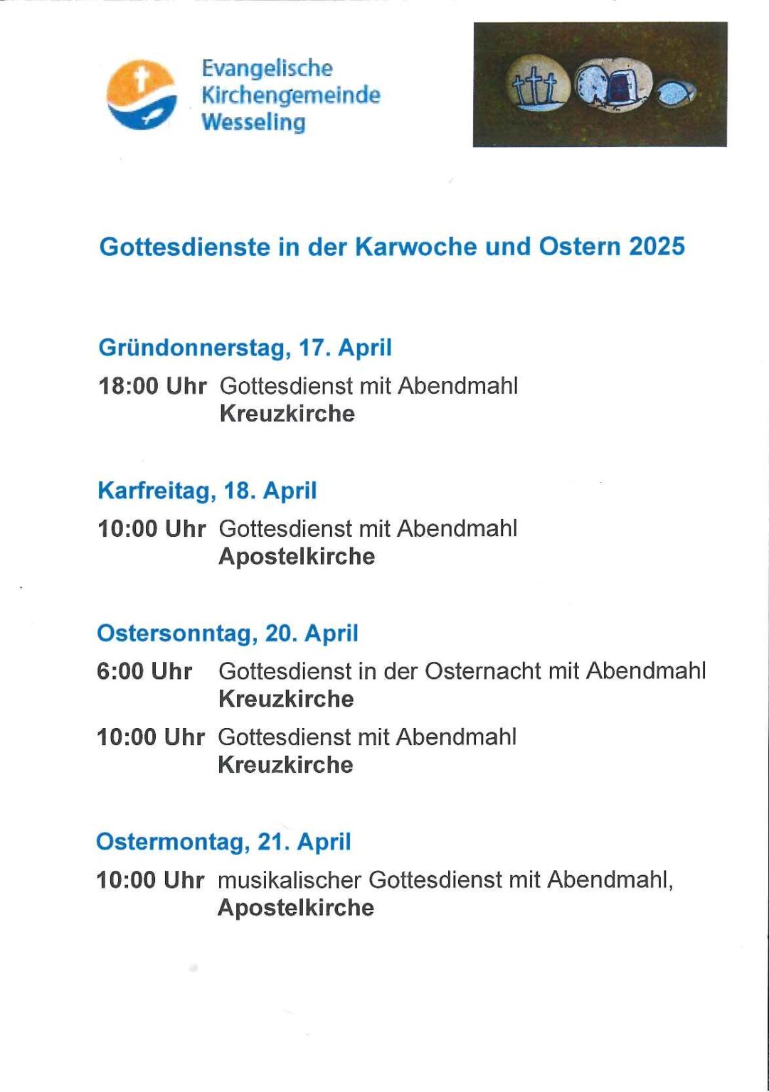 Übersicht der Gottesdienste in der Karwoche und Ostern 2025 ...